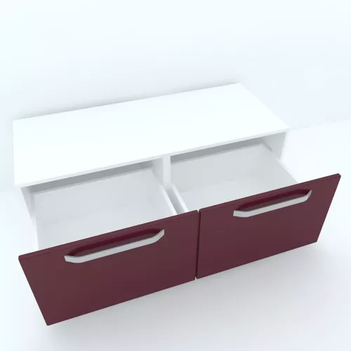 Armonia Comoda alba cu 2 sertare cu manere fronturi MDF Rosu ...