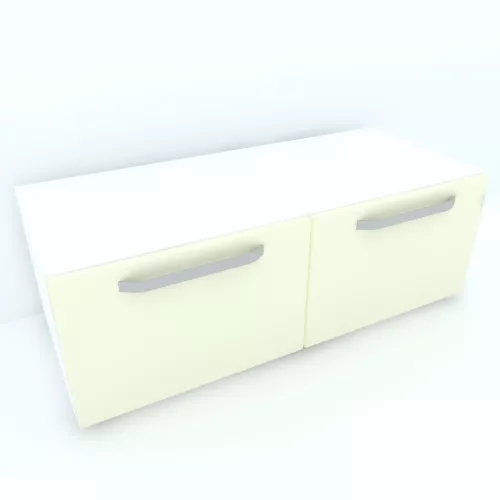 Armonia Comoda alba cu 2 sertare cu manere fronturi MDF Vanilie ...