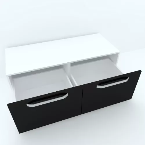 Armonia Comoda alba cu 2 sertare cu manere fronturi PAL Negru ...