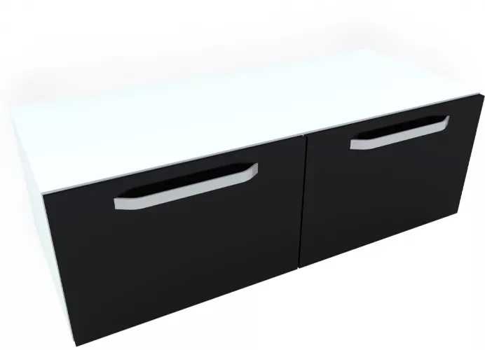 Armonia Comoda alba cu 2 sertare cu manere fronturi PAL Negru ...