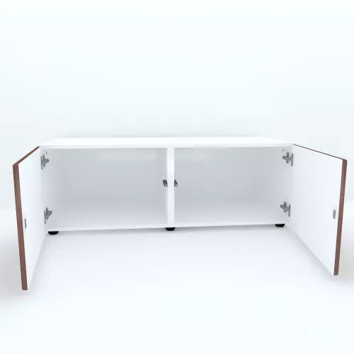 Armonia Comoda alba cu 2 usi cu sistem PUSH TO OPEN fronturi MDF Cedru ...