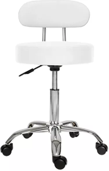 Scaun salon cu spatar Alb Taburet rotativ pe roti SCA80013 - cel.ro