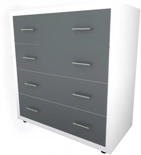 Comoda Torino cu sertare Alb / Gri 85 x 89 x 42 cm torinocomalb/gri ...