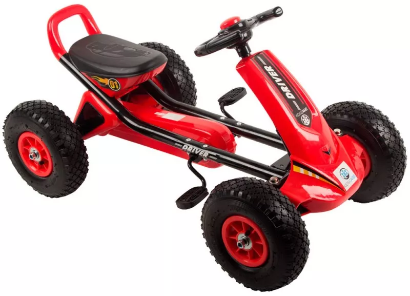 Kart cu pedale si roti gonflabile Driver Kidscare Rosu KC_D01_rosu - cel.ro