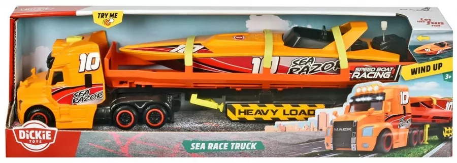 Set Dickie Toys Sea Race Truck Camion cu remorca 41 cm si barca ...