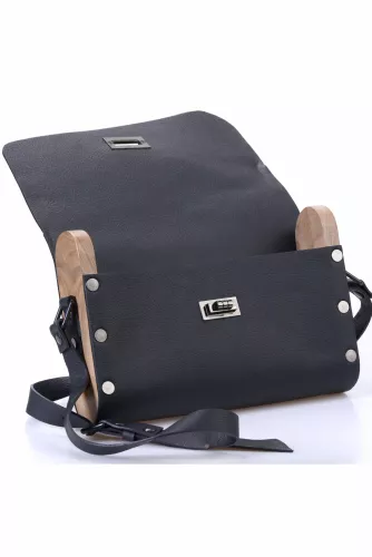 Geanta dama din piele naturala si lemn lucrata manual Katy Handmade ...