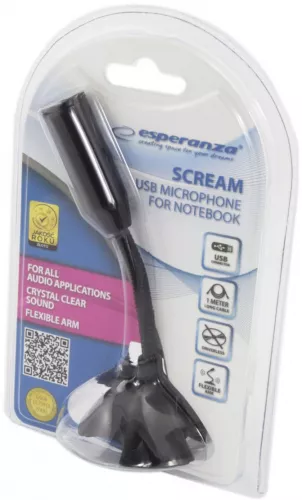 Microfon USB Esperanza Scream cu brat flexibil si suport cablu 100 cm ...