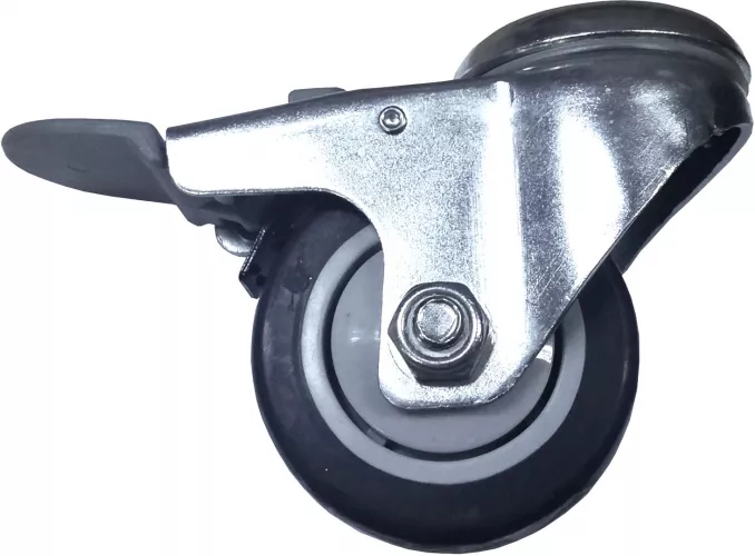 Roata pivotanta cu frana si rulment din cauciuc cu alezaj 75 mm 70 kg ...