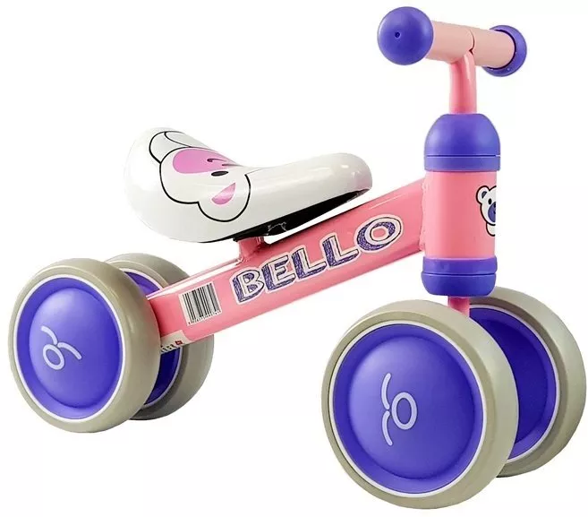 Bicicleta fara pedale cu roti duble pentru copii Pink Bello LeanToys la ...