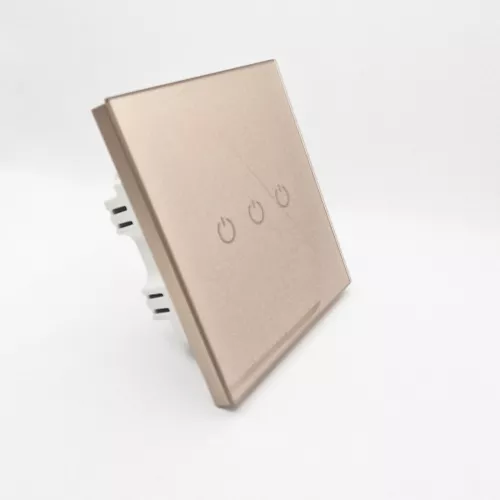 Intrerupator inteligent triplu cu touch auriu BLC Geeklink control la ...
