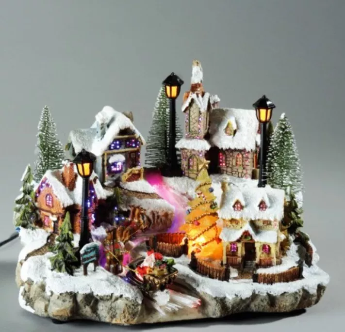 Orasel de munte muzical cu peisaj de iarna sunete si lumini de Craciun ...