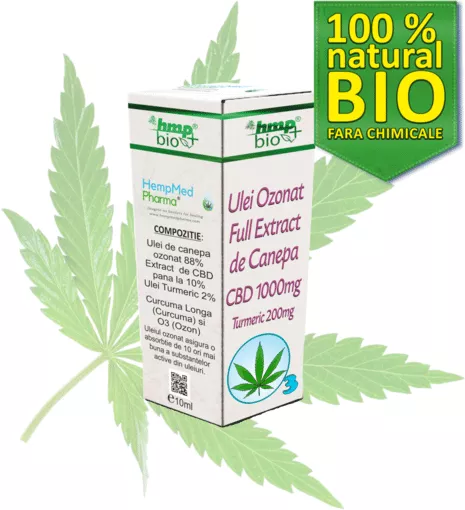 Ulei Ozonat Full Extract de Canepa CBD 1000 mg Turmeric 200 mg 10 ml ...