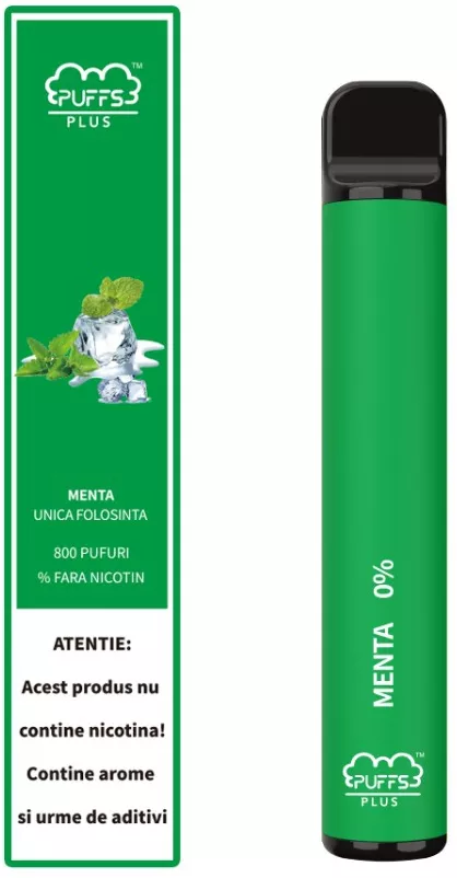 Kit tigara electronica Puff Plus 800 pufuri Menta fara nicotina 3.2 ml ...