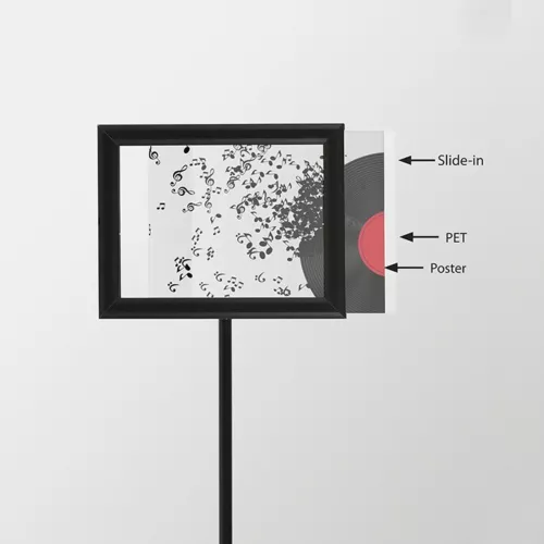Panou Informativ JJDisplays profil aluminiu negru rama click format ...