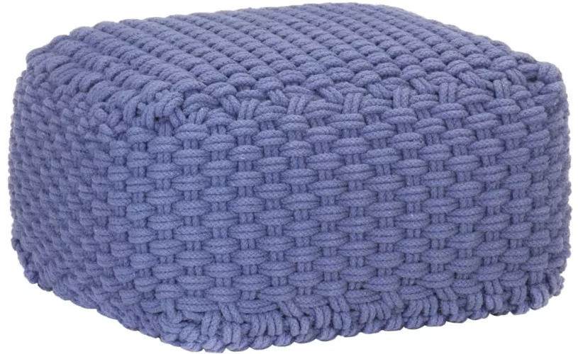 Puf tricotat manual albastru 50x50x30 cm bumbac 287603 - cel.ro