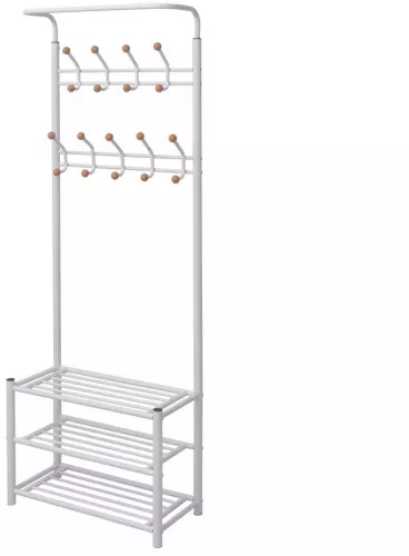 Cuier cu rafturi pentru pantofi 68 x 32 x 182 5 cm alb 243727 - cel.ro