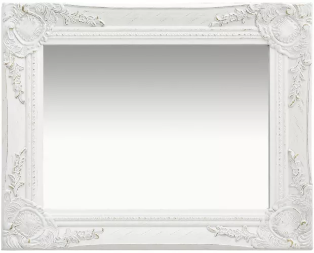 Oglinda de perete in stil baroc alb 50 x 40 cm 320308 - cel.ro