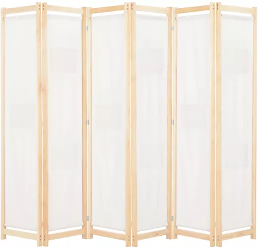 Paravan camera 6 panouri crem 240x170 x4 cm material textil 248174 - cel.ro