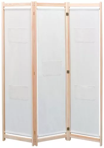 Paravan de camera cu 3 panouri crem 120x170x4 cm textil 42975 - cel.ro