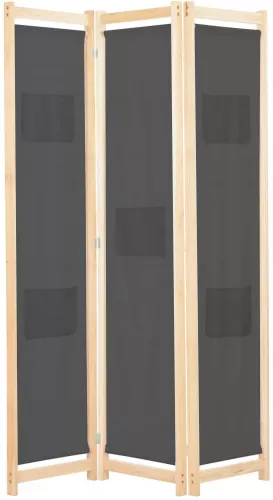 Paravan de camera cu 3 panouri gri 120x170x4 cm textil 248175 - cel.ro