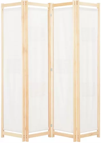 Paravan de camera cu 4 panouri crem 160x170x4 cm textil 248173 - cel.ro