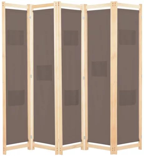 Paravan de camera cu 5 panouri maro 200x170x4cm material textil 248181 ...