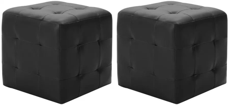 Taburet 2 buc. negru 30 x 30 x 30 cm piele ecologica 278390 - cel.ro