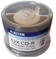 CD-R Ritek 700 Mb 80 min 52X Vinyl Printabil Inkjet Cake Box 50 buc ...