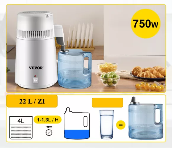 Distilator apa 4 litri 750W inox