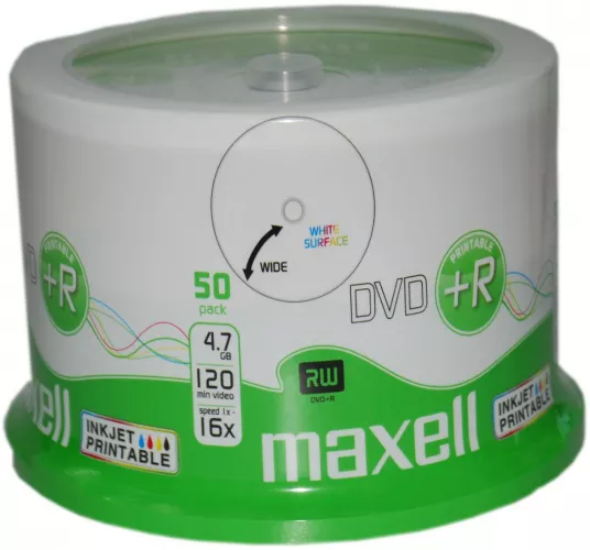 DVD+R Maxell 4.7 GB 16X Printabil Inkjet Cake Box 50 buc / pret/set