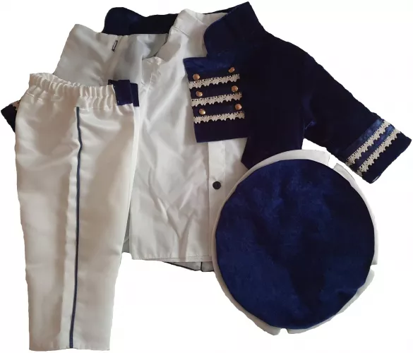 Costum botez cu frac Handmade Minis Boutique albastru 3 luni HM-796 ...
