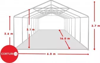 6X16 M CORT EVENIMENTE PROFESSIONAL XXL PVC IGNIFUG ALB 514_35 - cel.ro