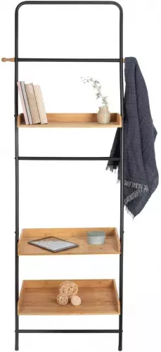 Etajera metalica inclinata cu rafturi din bambus Loft negru/natur ...