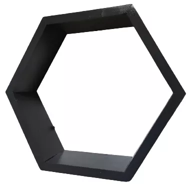 Raft de perete din lemn in forma hexagonala tip fagure cu prindere ...