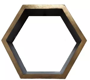 Raft de perete din lemn in forma hexagonala tip fagure cu prindere ...