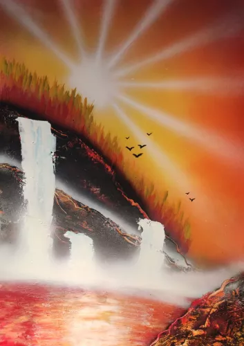 Tablou spray paint Waterfall multicolor 29 7 and times 42 cm GOG007 ...