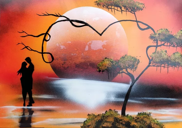 Tablou spray paint Love Cascade multicolor 29 7 and times 42 cm GOG002 ...