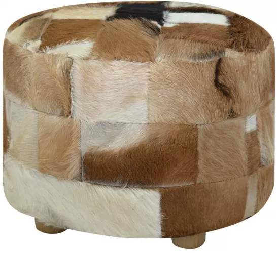 Taburet din piele naturala rotund 50 x 50 x 45 cm 244548 - cel.ro