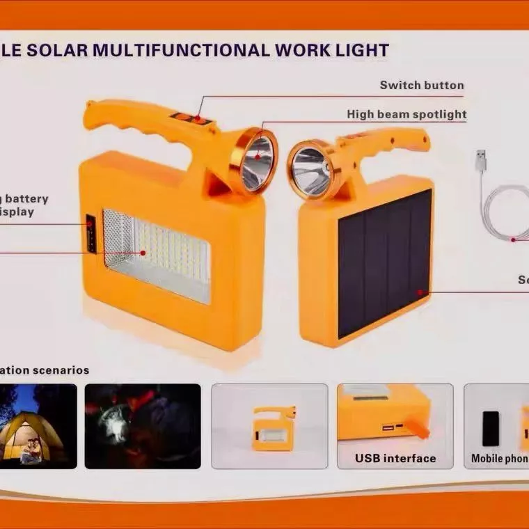 Lampa de lucru led solara portabila incarcare cu panou solar si USB la ...