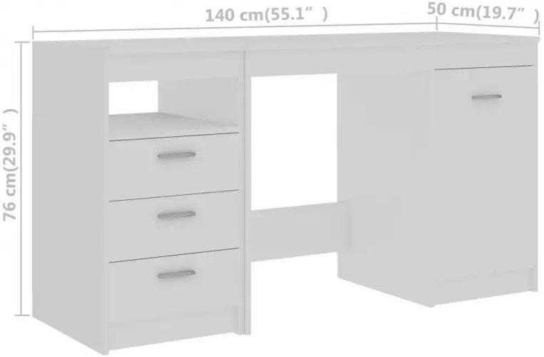 Birou alb 140 x 50 x 76 cm PAL la CEL.ro