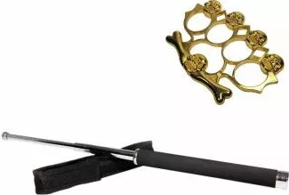 Set baston telescopic 65 cm argintiu + box-rozeta craniu auriu 0os_326 ...