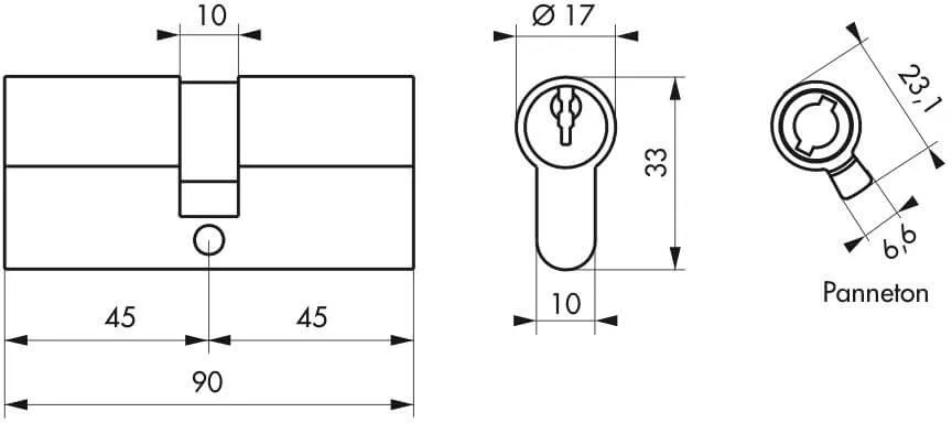 Butuc usa 45 x 45 mm standard nichelat ECO 3 chei la CEL.ro