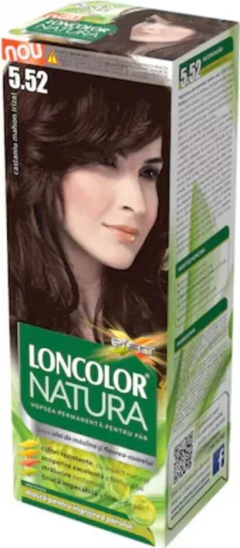 Vopsea de Par Permanenta LONCOLOR Natura 5.52 Castaniu Mahon Irizat 100 ...