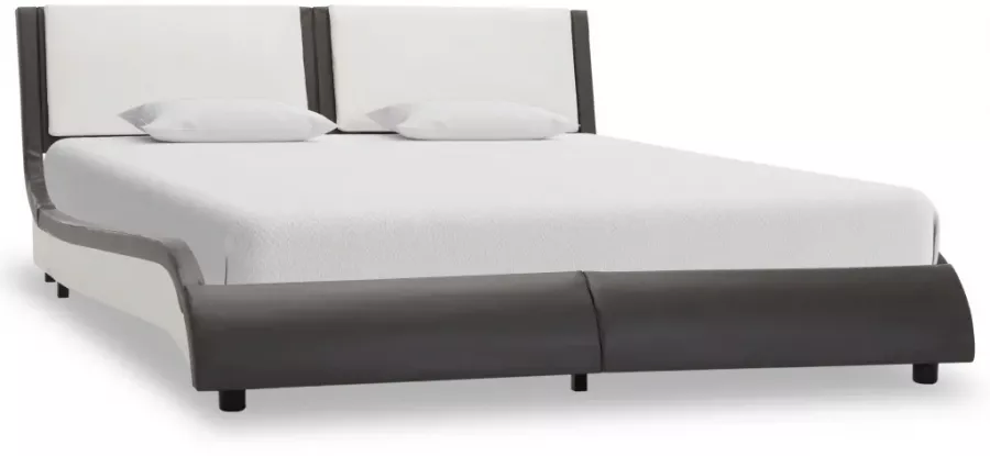 Cadru de pat gri si alb 135x190 cm piele ecologica 280416 - cel.ro