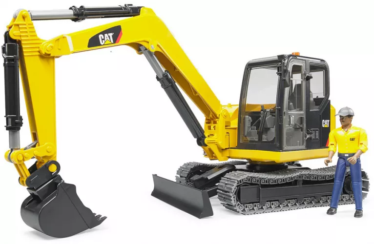Mini excavator CAT cu muncitor Bruder ART_BR02466 - cel.ro