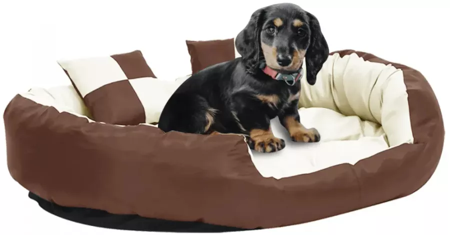 Perna reversibila lavabila pentru caini maro/crem 110x80x23 cm 171213 ...