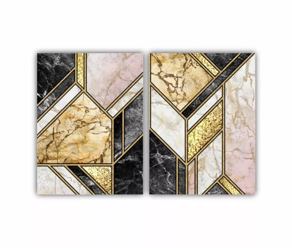 Set 2 Tablouri Multicanvas Textura creativa a marmurei incrustatie de ...