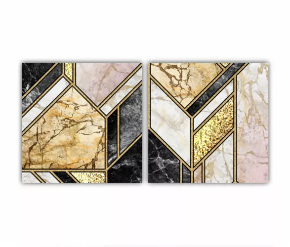 Set 2 Tablouri Multicanvas Textura creativa a marmurei incrustatie de ...