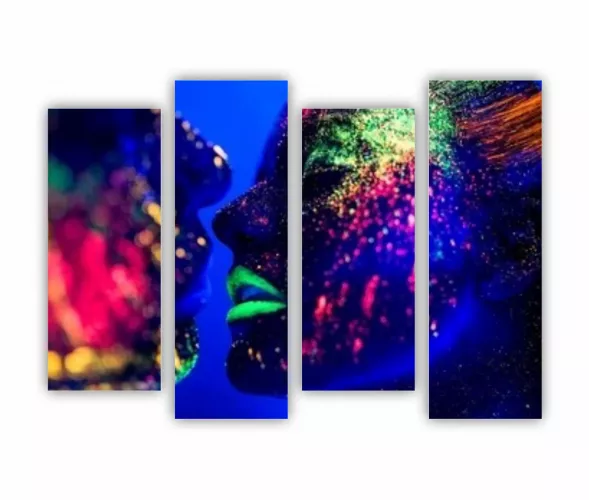 Set 4 Tablouri Multicanvas Fluorescenta o pereche de indragostiti ...