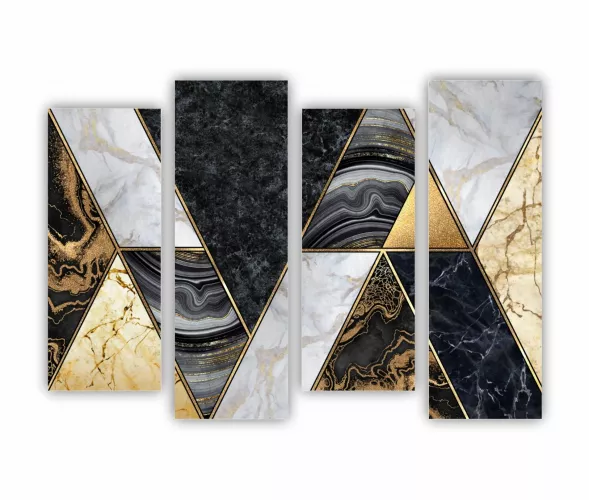 Set 4 Tablouri Multicanvas Textura creativa a marmurei incrustatie de ...